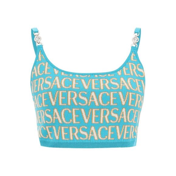 Versace | Sweaters | Versace Monogram Knit Crop Top | Poshmark
